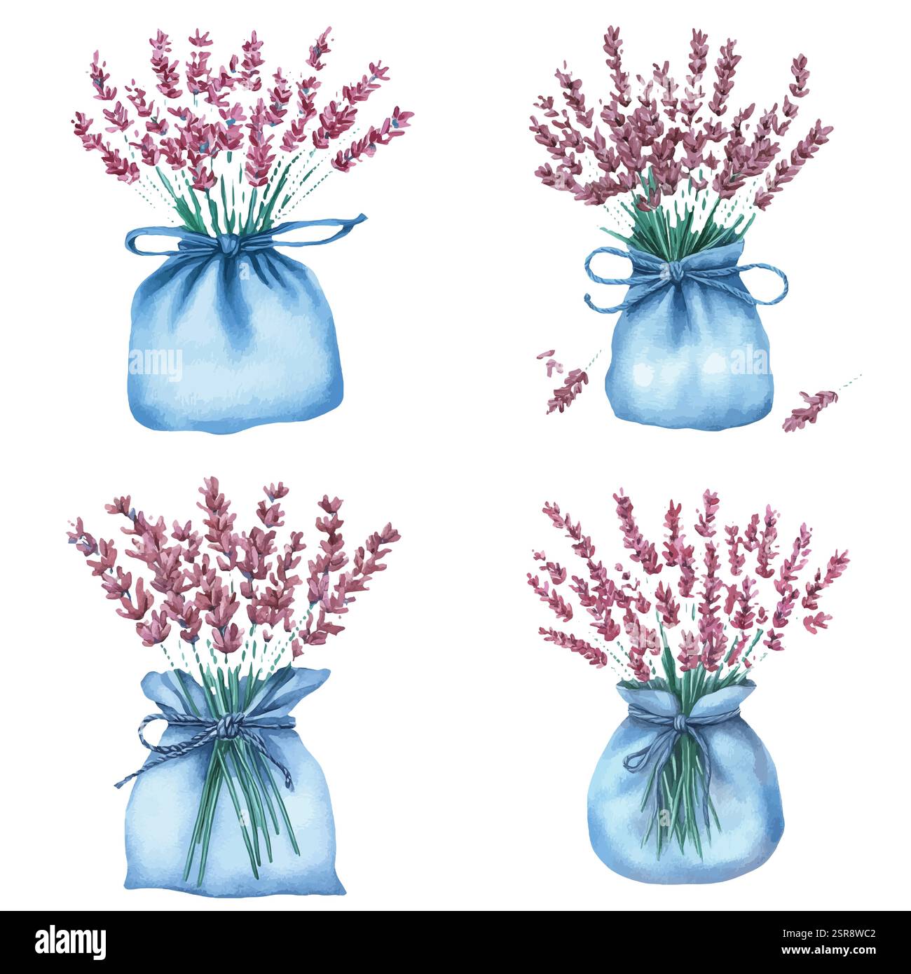 A handdrawn watercolor illustration of Hand-drawn watercolor sachet set ...