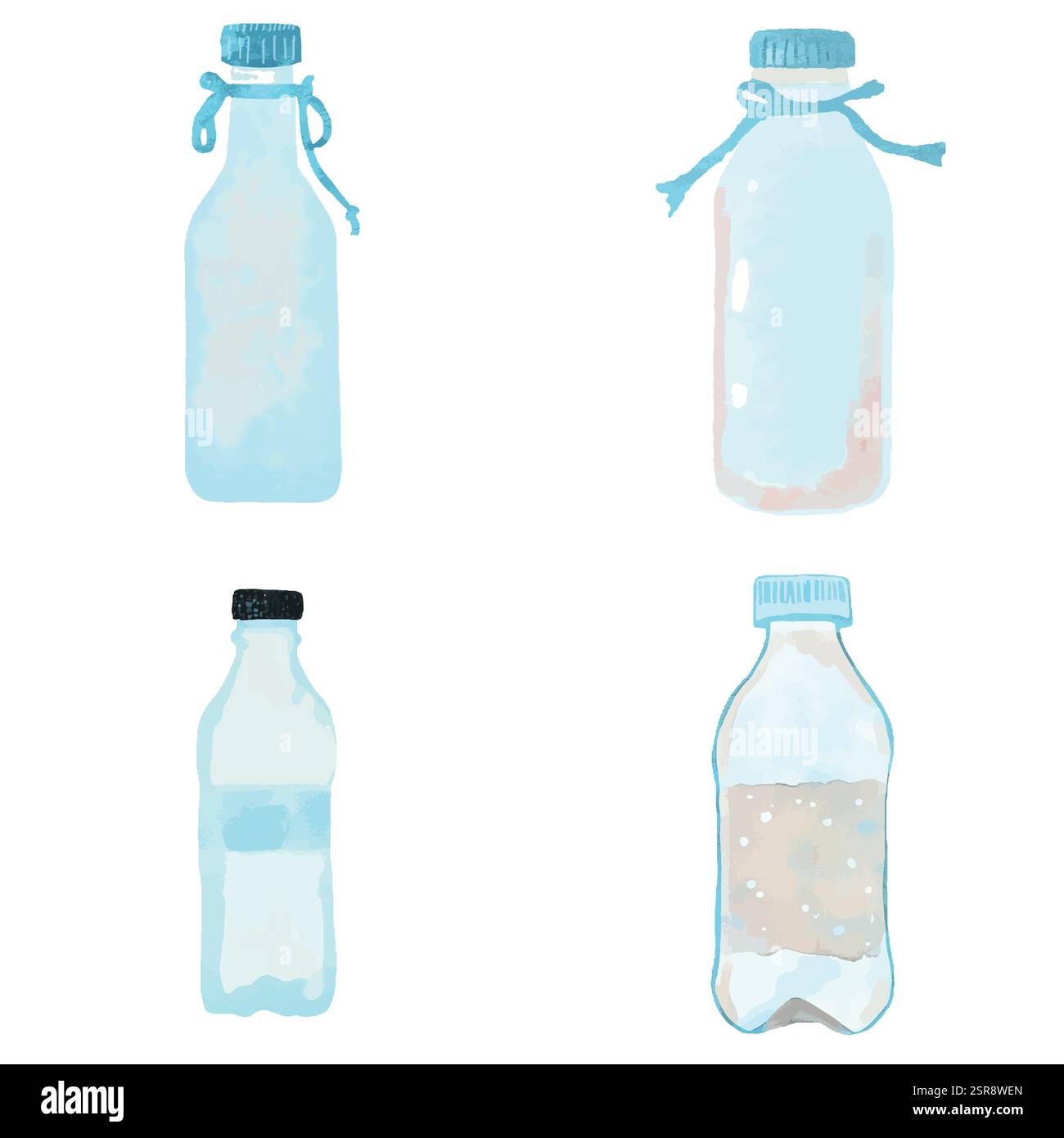 A handdrawn watercolor illustration of Water bottle hand-drawn ...