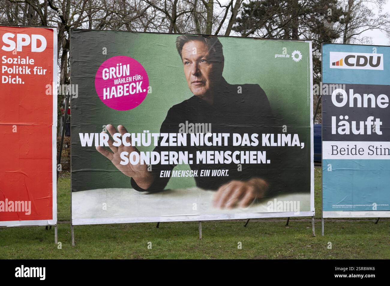 Advertising posters SPD, Robert Habeck, Greens, poster CDU Stock Photo ...