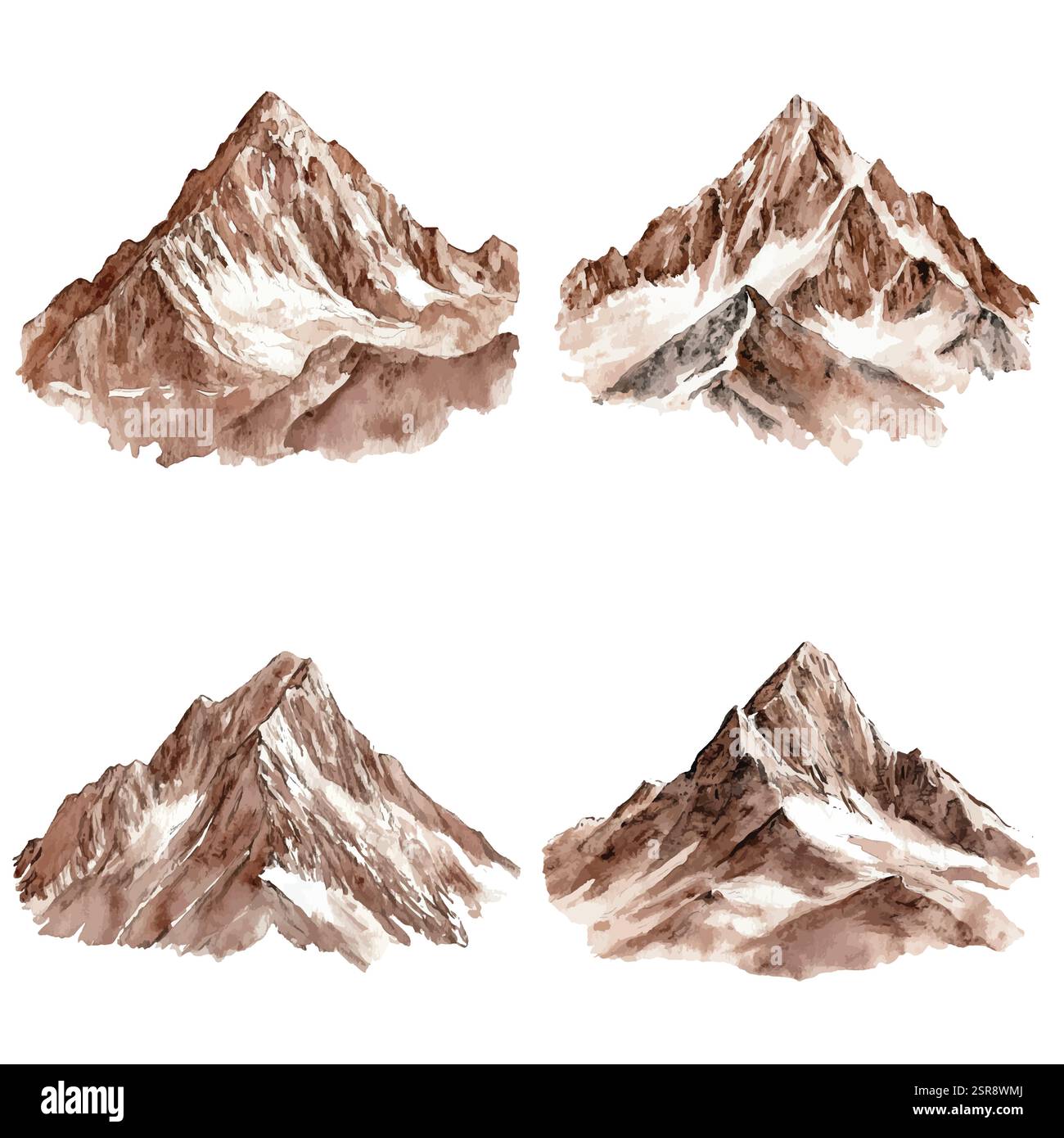 A handdrawn watercolor illustration of Mont Blanc Mountain: A Hand ...