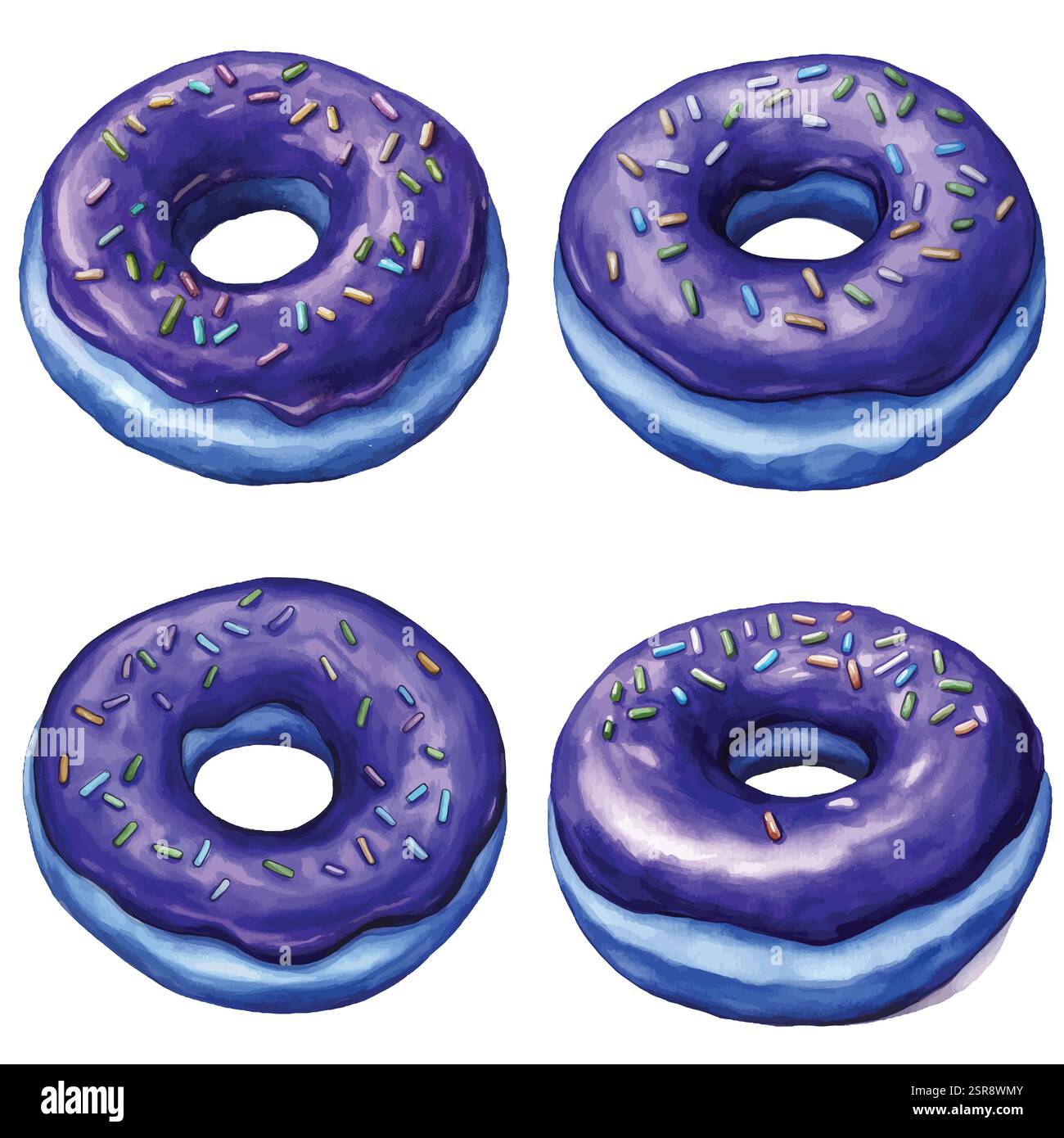 A handdrawn watercolor illustration of Donut Sprinkles Watercolor Set ...