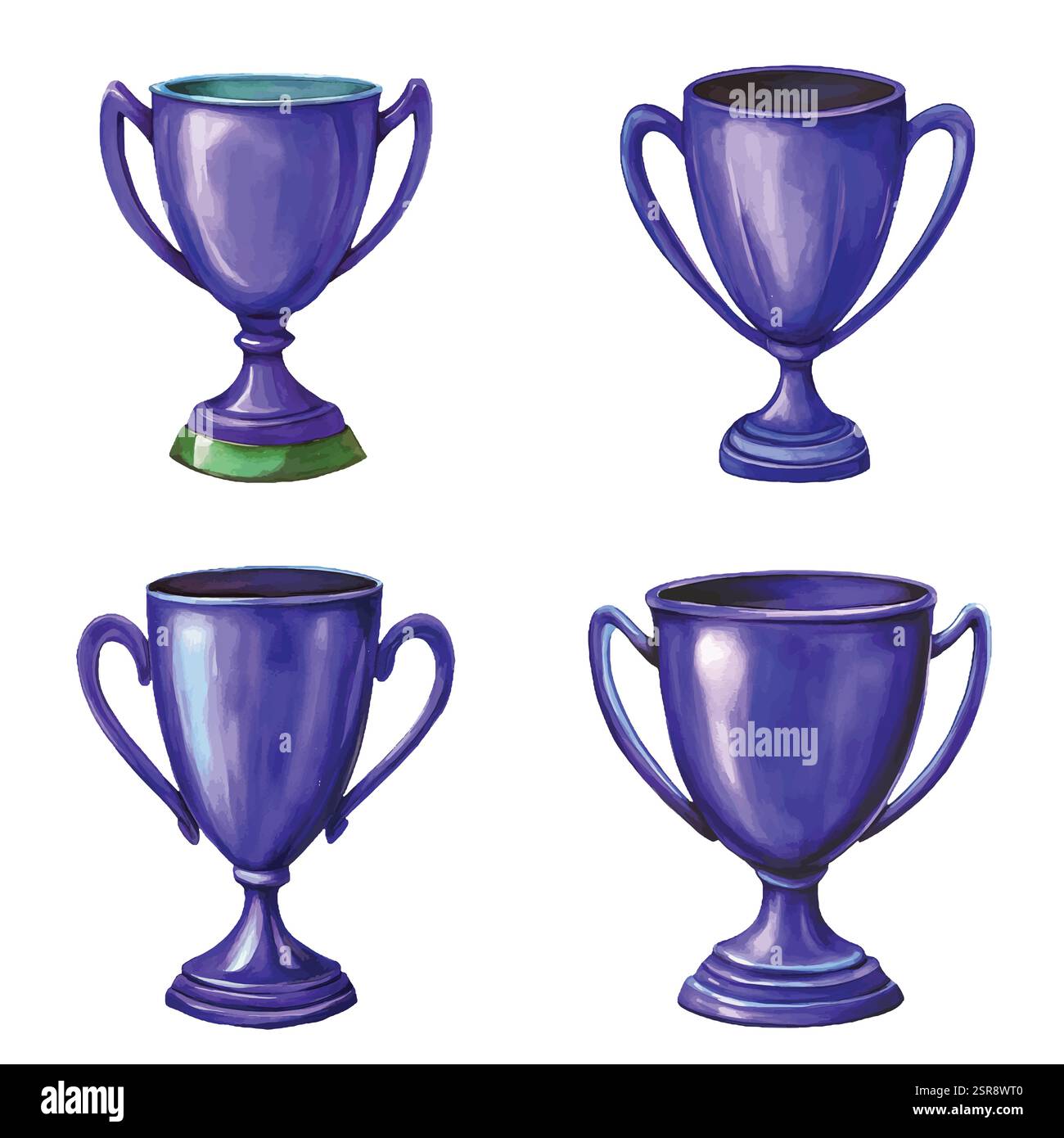 A handdrawn watercolor illustration of Hand-drawn watercolor trophy set ...