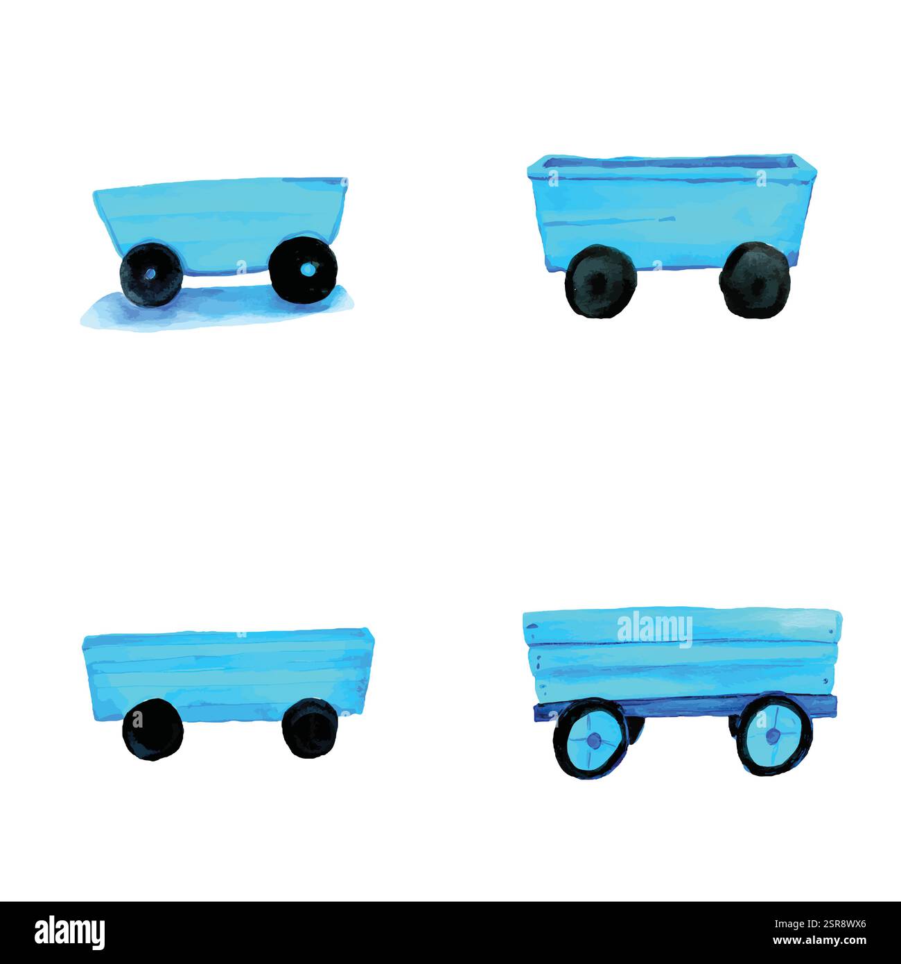 A handdrawn watercolor illustration of Wagon watercolor set that was ...