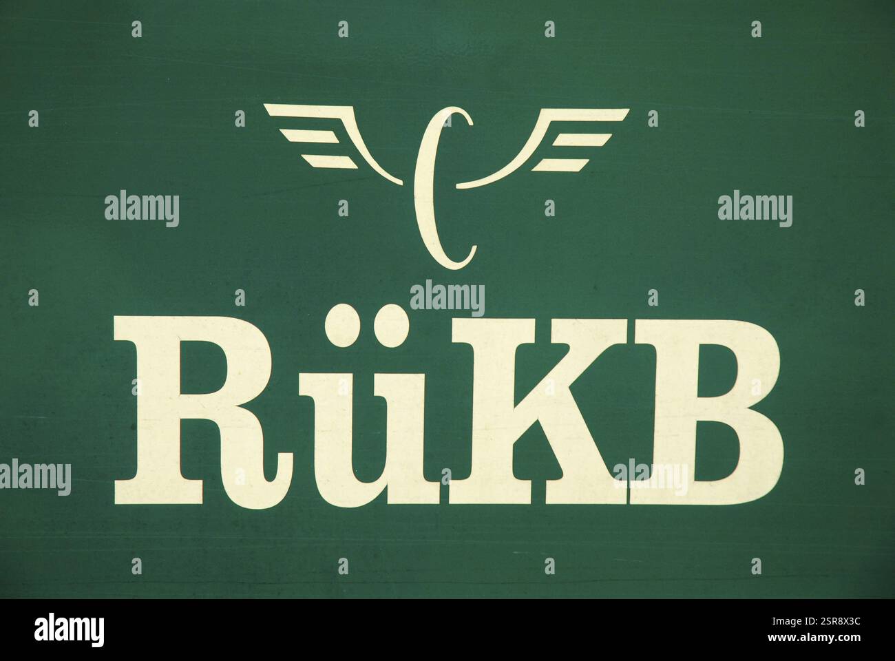 Logo on steam locomotive, Ruegensche Kleinbahn or Rasender Roland ...