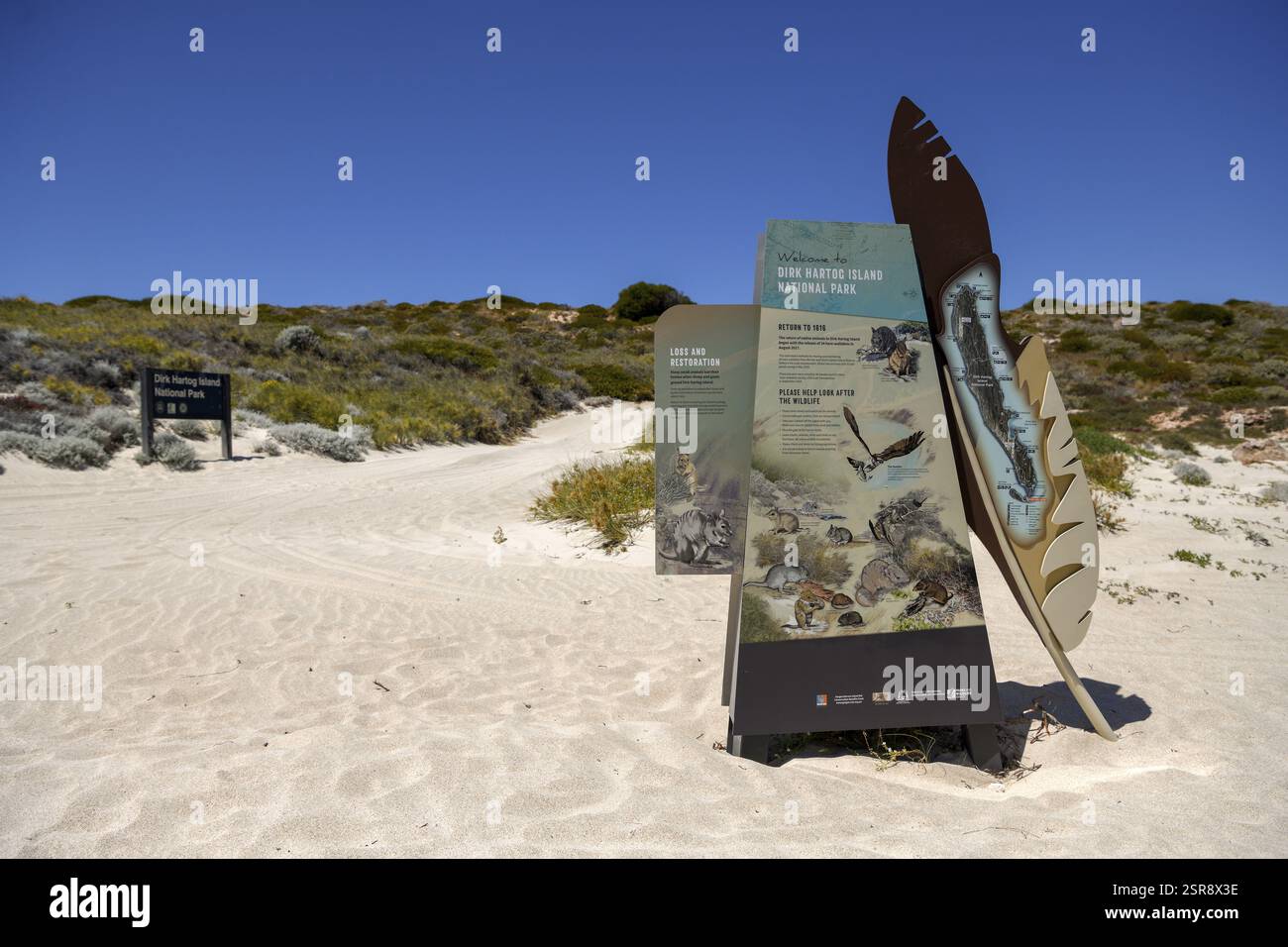 Dirk Hartog Island National Park sign, named after the Dutch navigator ...