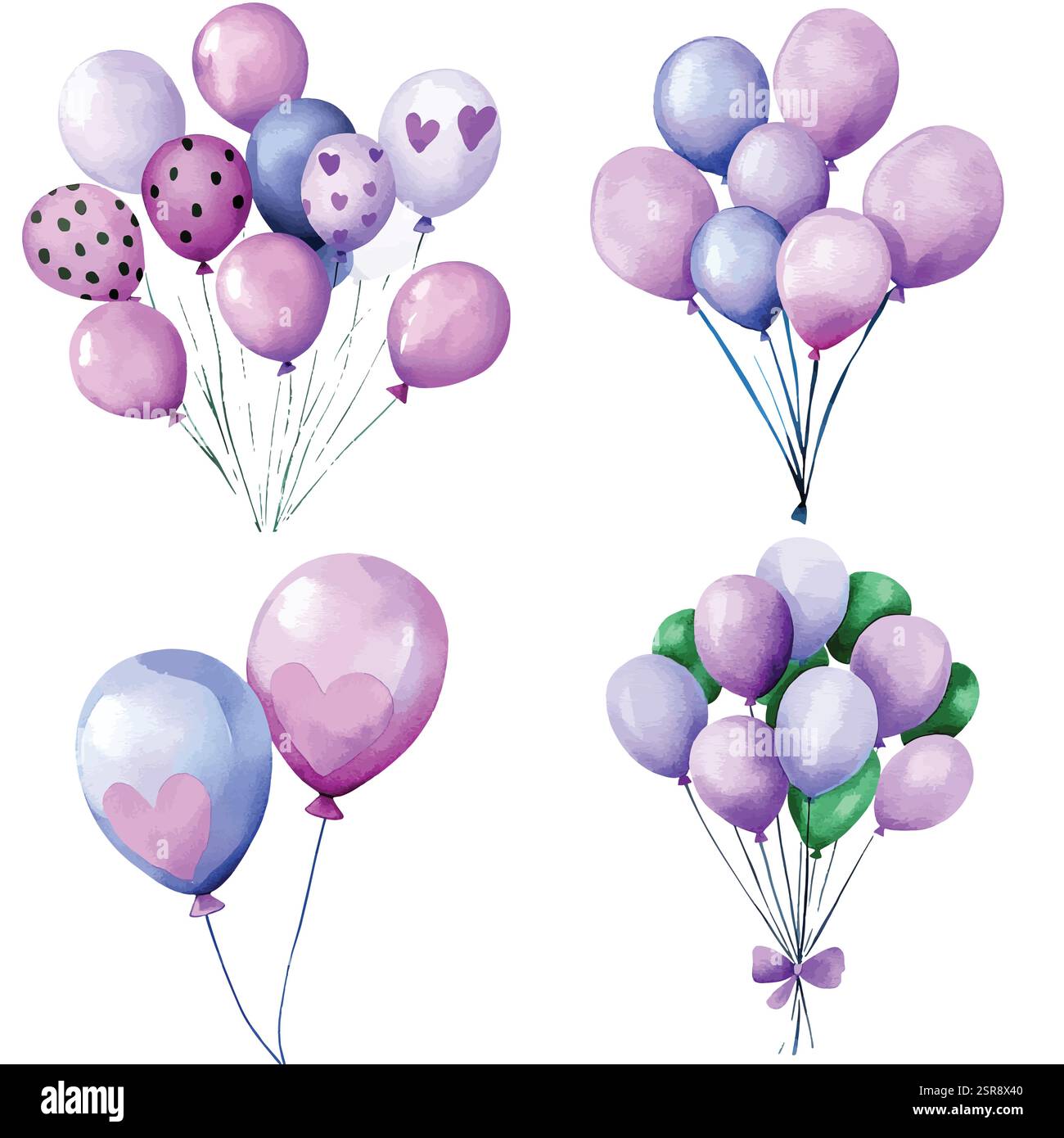 A handdrawn watercolor illustration of Watercolor Hand-Drawn Balloon ...