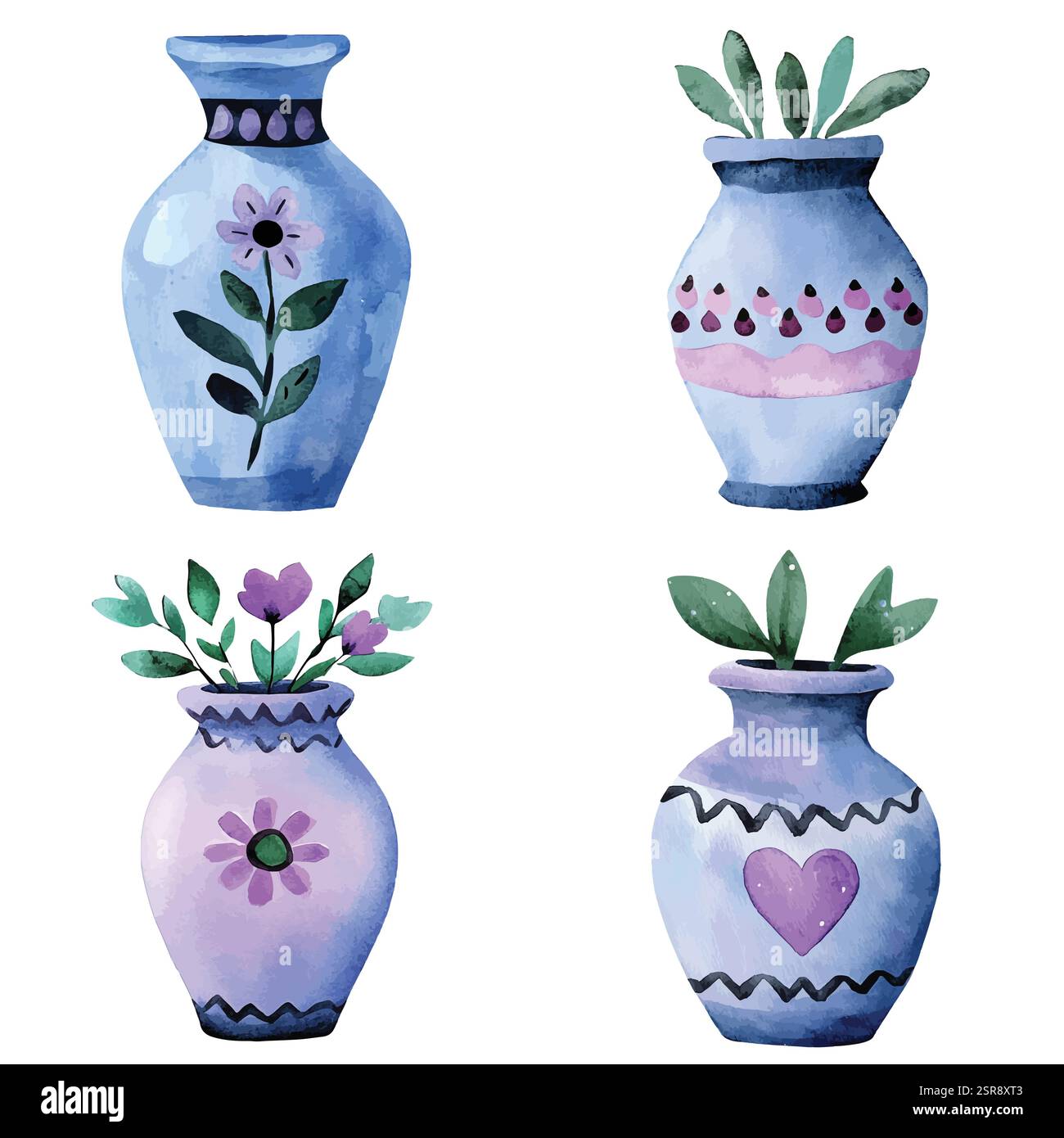 A handdrawn watercolor illustration of Watercolor Hand-Drawn Vase ...