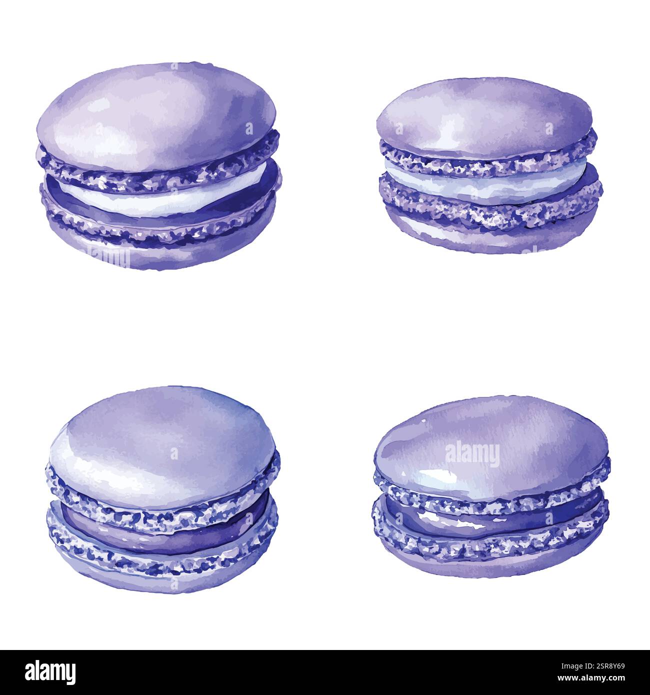 A handdrawn watercolor illustration of Hand-drawn Macaron Set that was ...