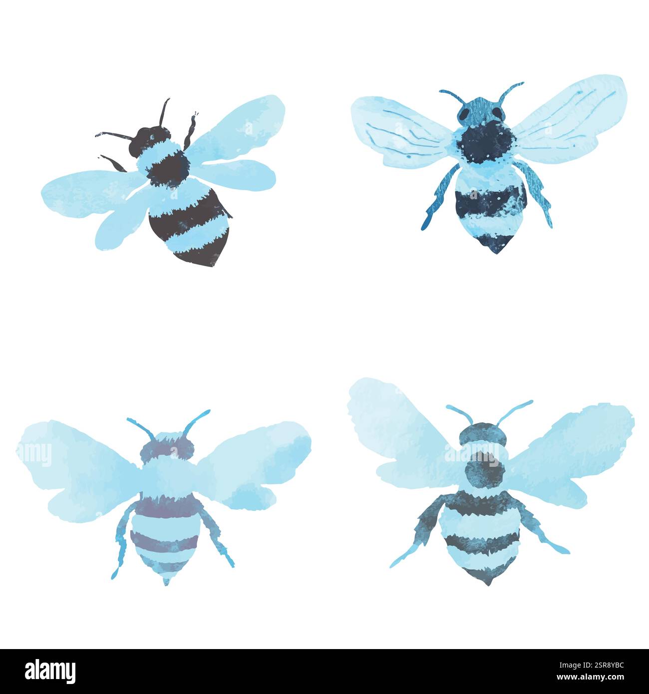 A handdrawn watercolor illustration of Watercolor Bumblebees: A Hand ... A handdrawn watercolor illustration of Watercolor Bumblebees: A Hand ...