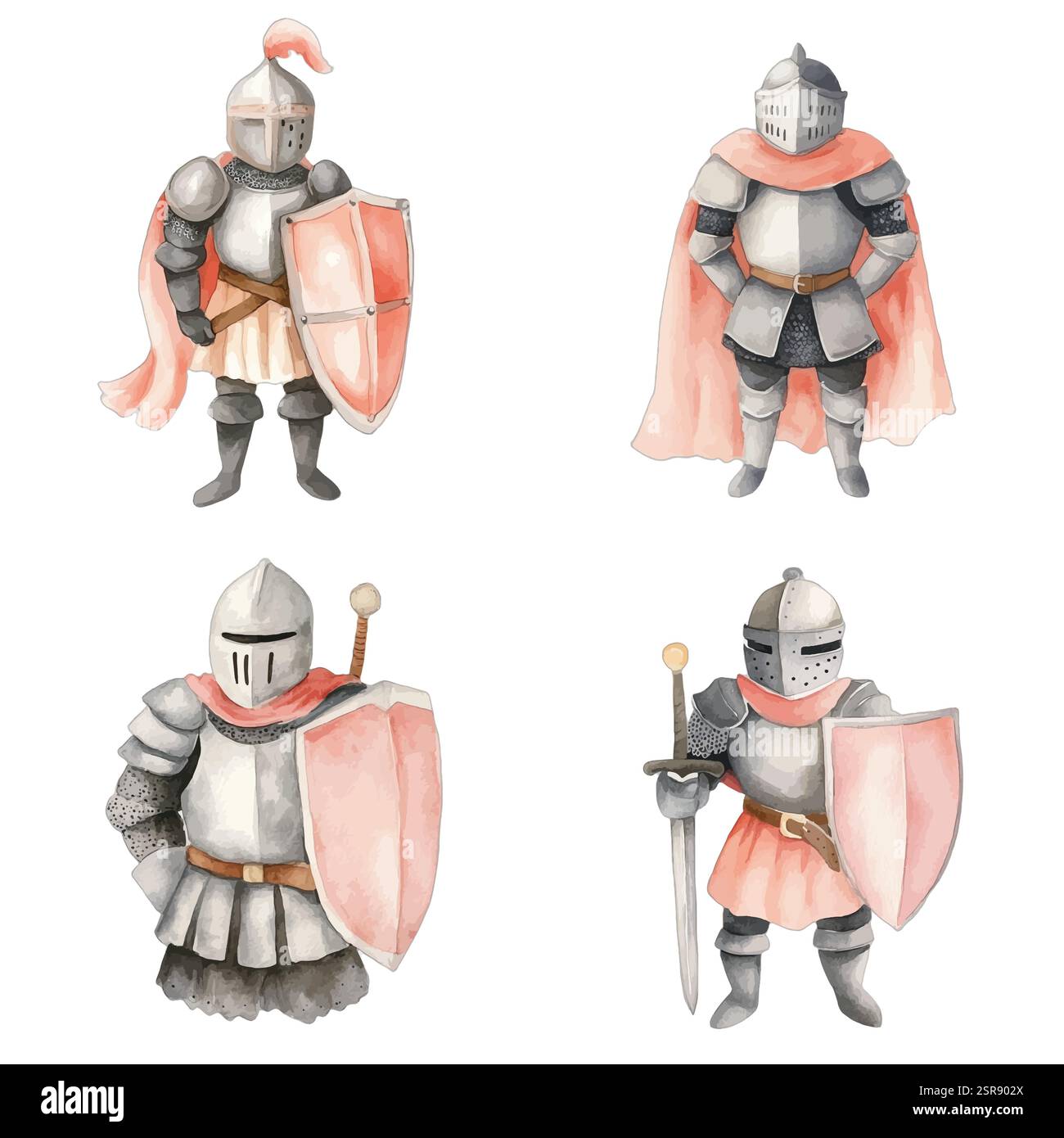 A handdrawn watercolor illustration of Knight watercolor illustration ...