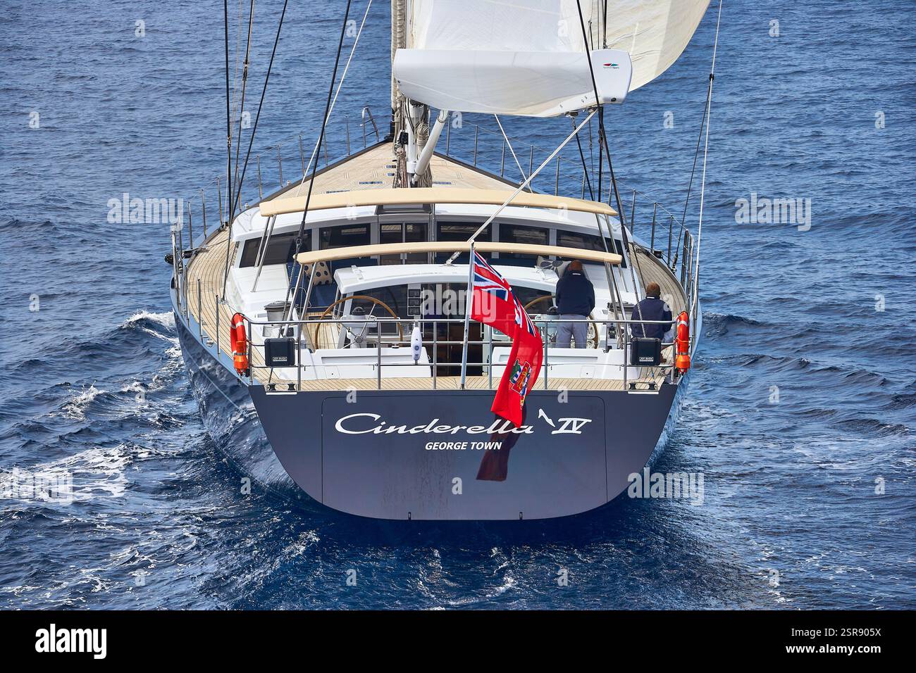 Stern View of Luxury Sailing Yacht Cinderella IV on Open Seas With ...
