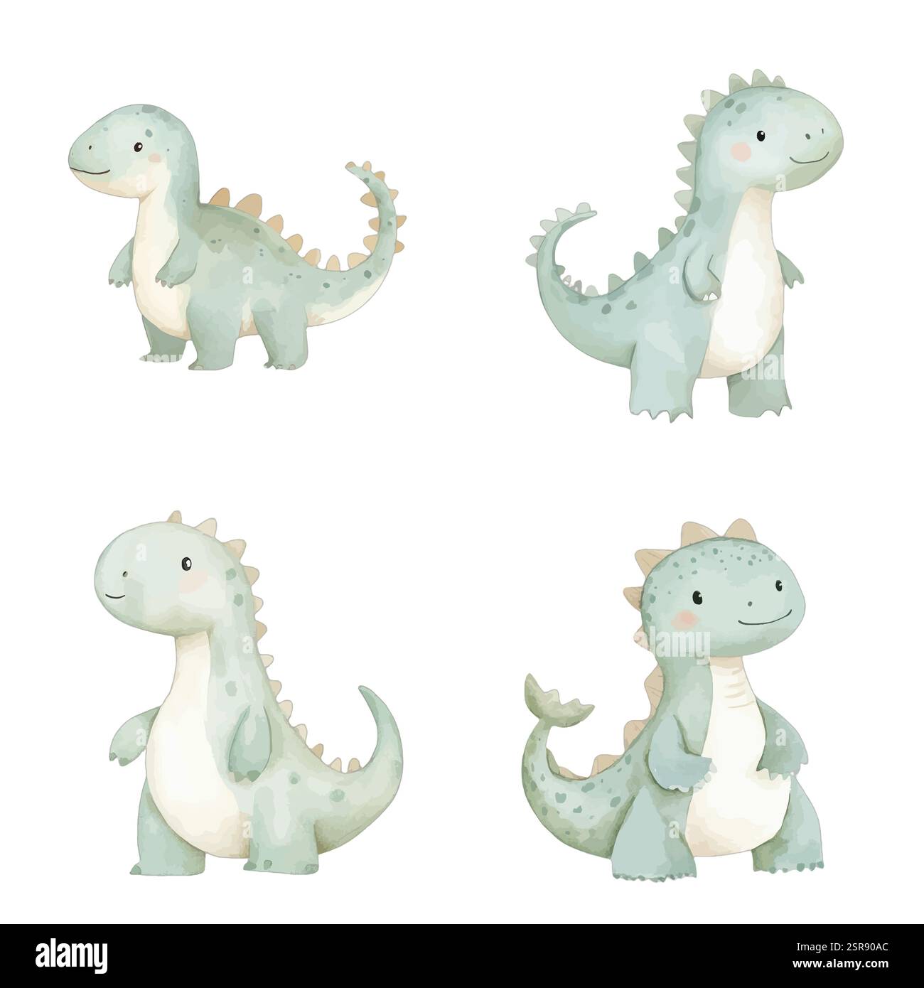 A handdrawn watercolor illustration of Dinosaur watercolor illustration ...