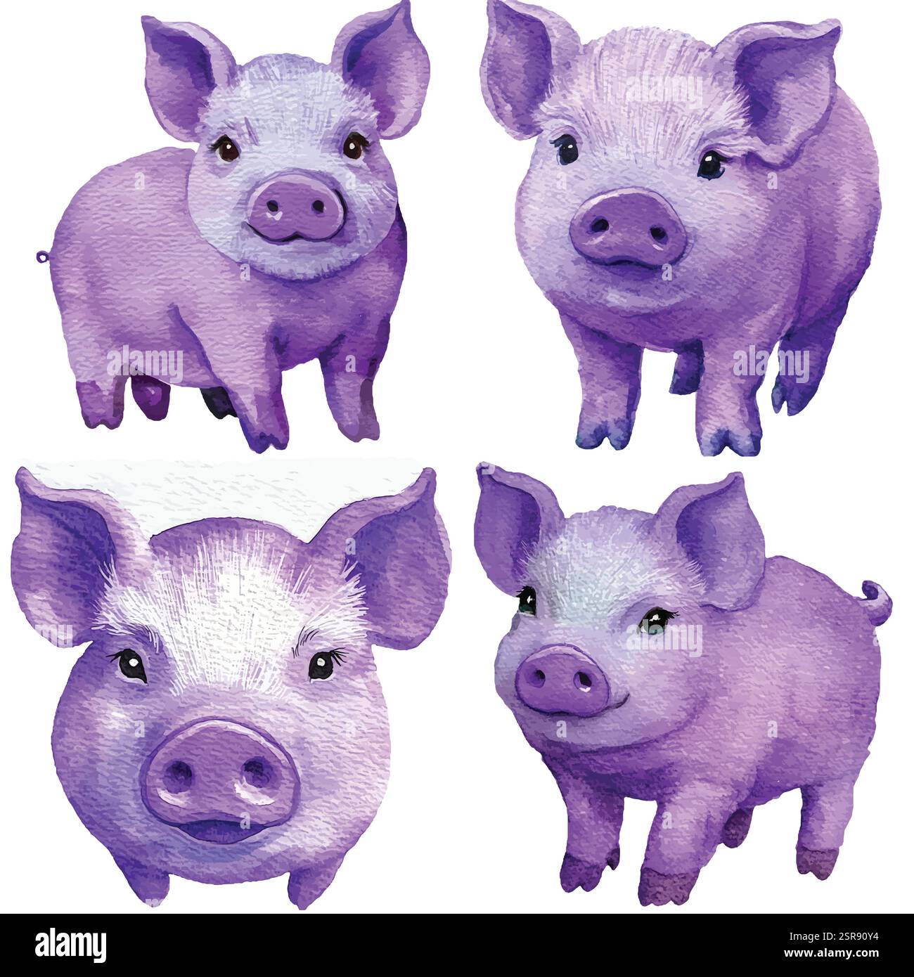 A handdrawn watercolor illustration of Piglet watercolor illustrations ...