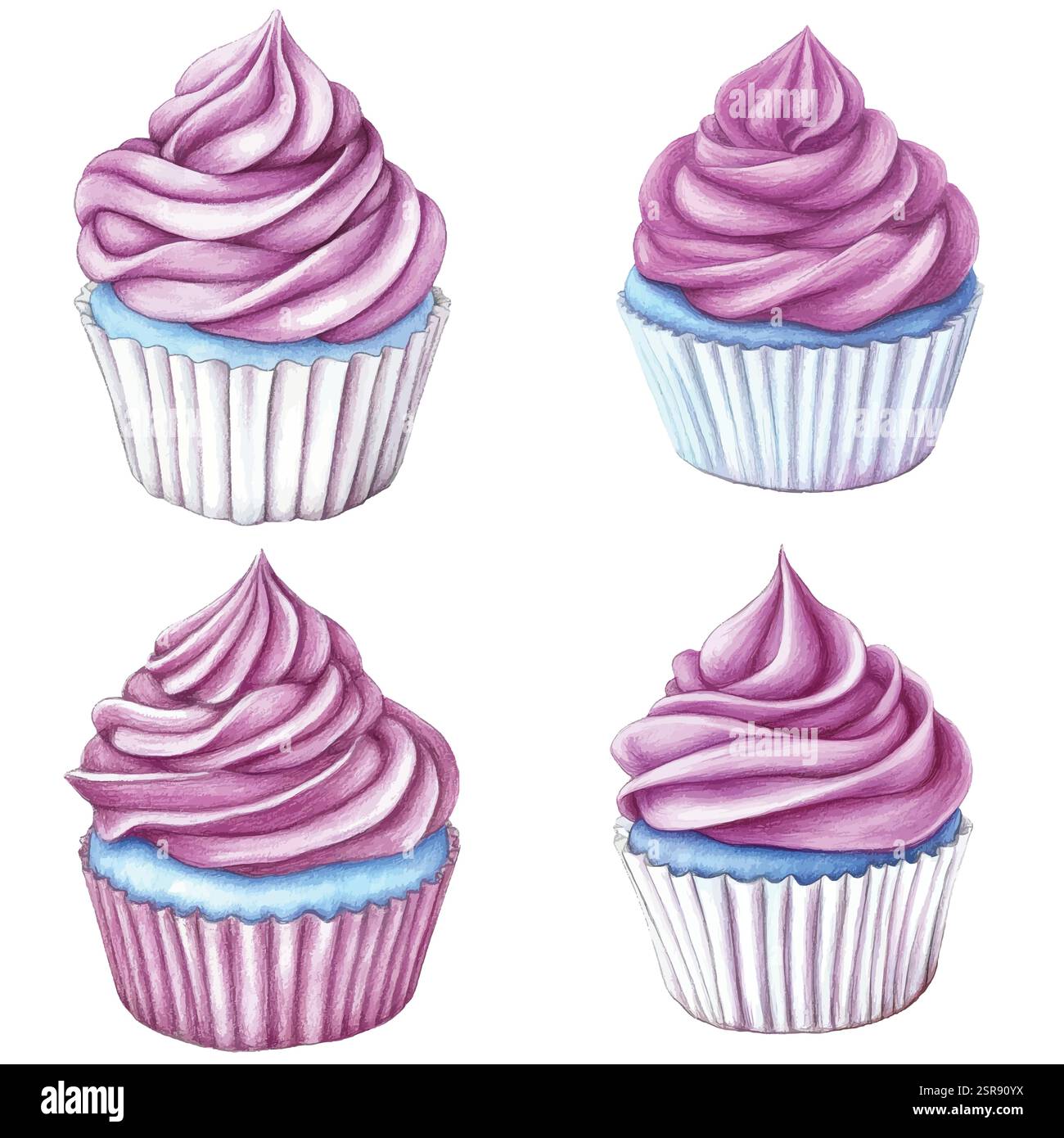 A handdrawn watercolor illustration of Hand-drawn watercolor cake ...