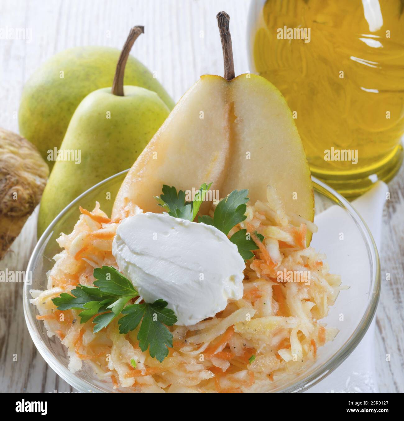 Celery salad with pear Stock Photo - Alamy