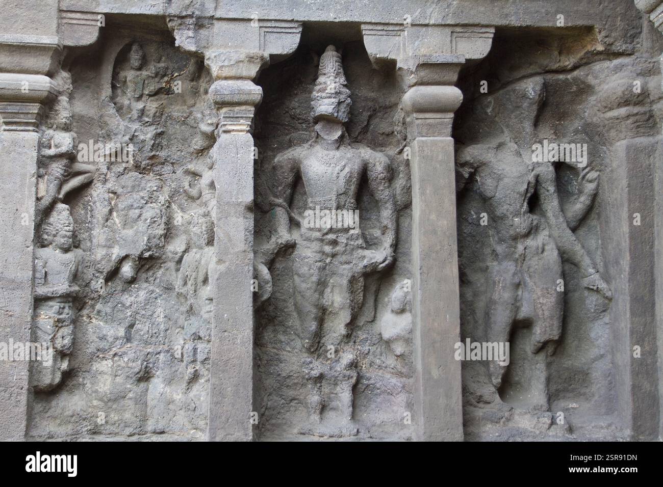 Broken sculptures, kailash temple, aurangabad, maharashtra, india, asia ...