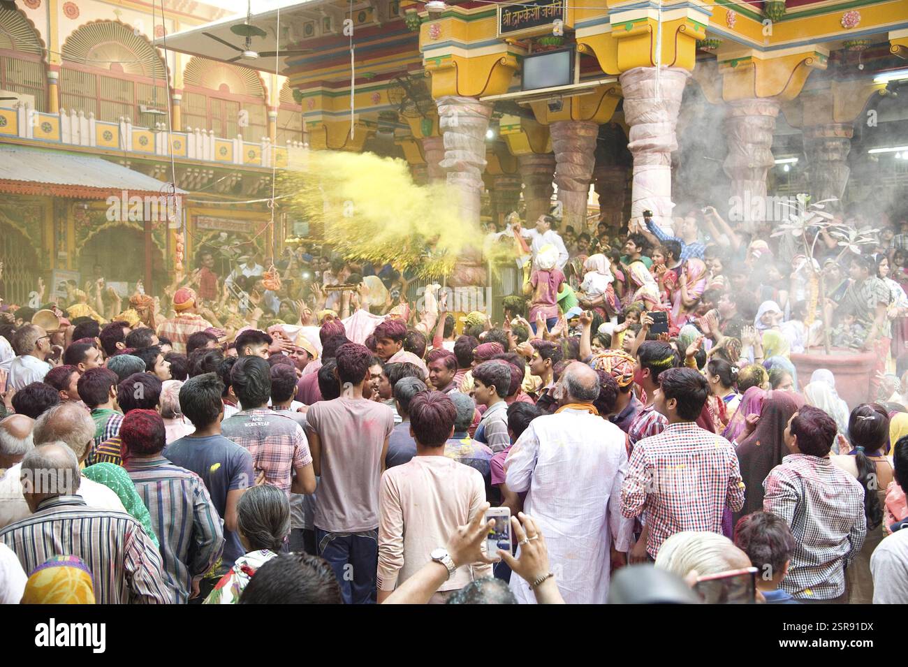 Devotees in dwarkadheesh temple, mathura, uttar pradesh, india, asia ...