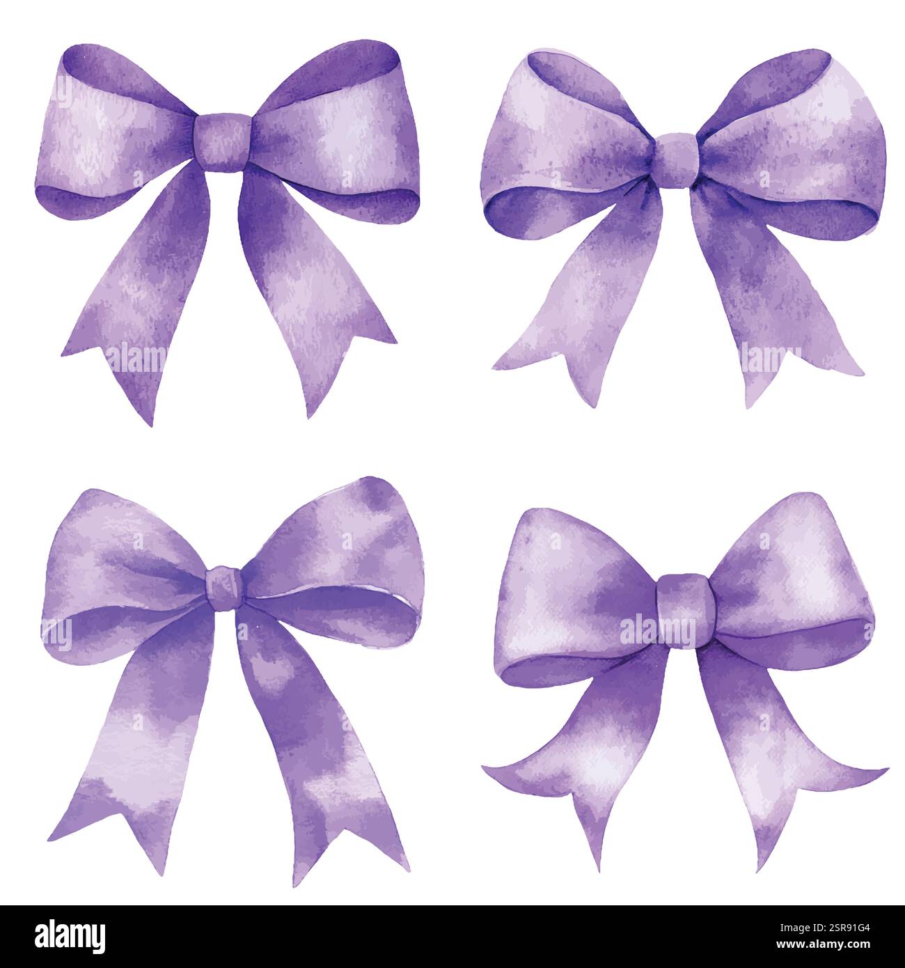 A handdrawn watercolor illustration of Watercolor Hand-Drawn Bow ...
