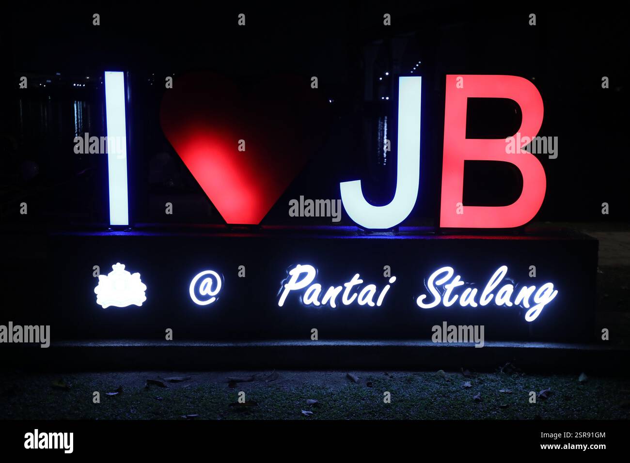 I love JB sign at Stulang Beach, Johor Bahru, Malaysia Stock Photo - Alamy