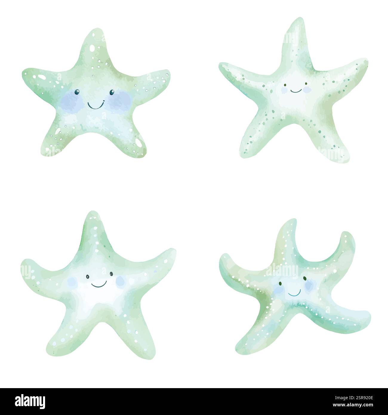 A handdrawn watercolor illustration of Hand-drawn Starfish Watercolor ...