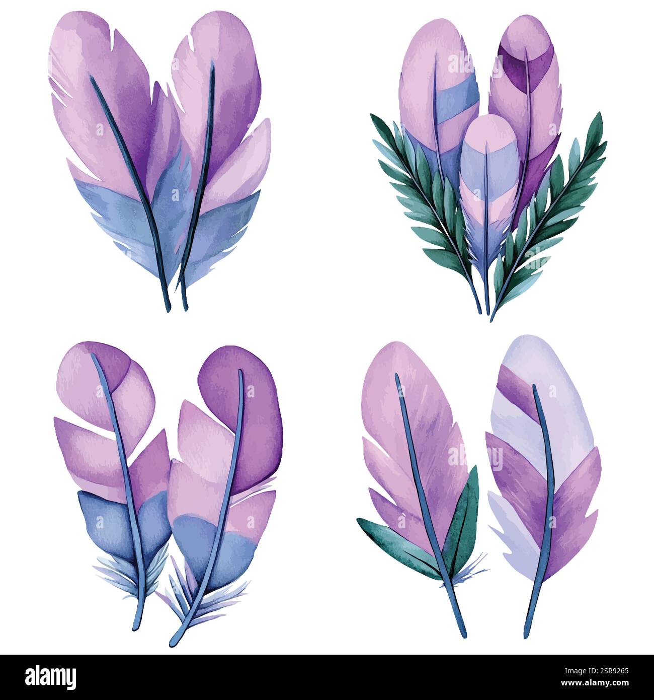 A handdrawn watercolor illustration of A hand drawn watercolor set of ...