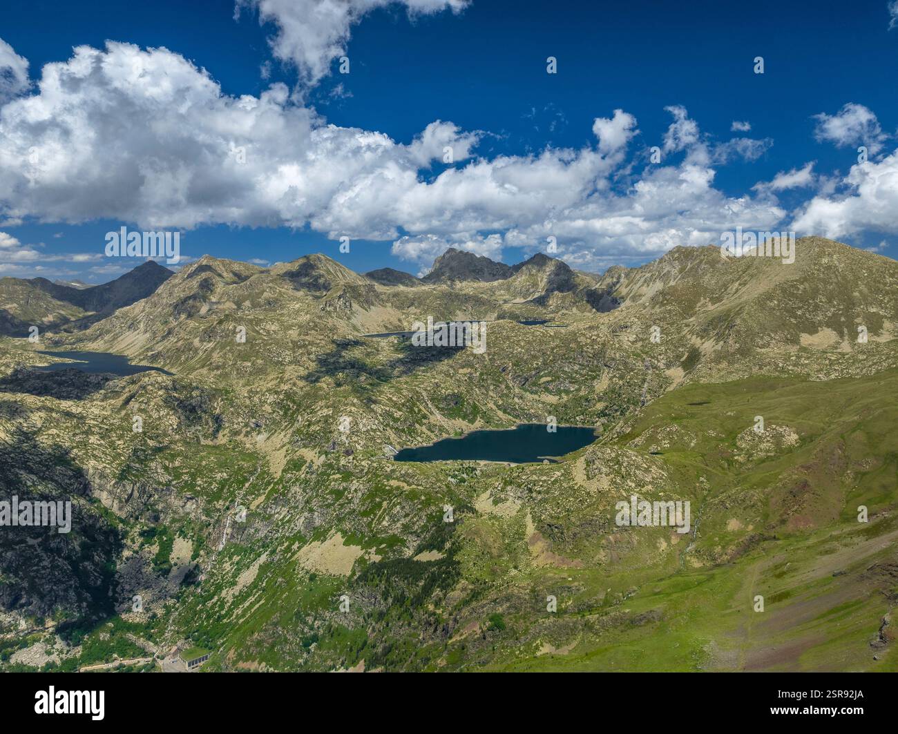 Aerial view of the headwaters of the Vall Fosca valley and the ...
