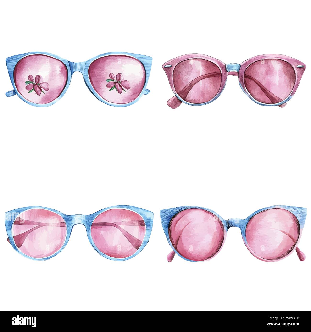 A handdrawn watercolor illustration of Hand-drawn watercolor sunglasses ...