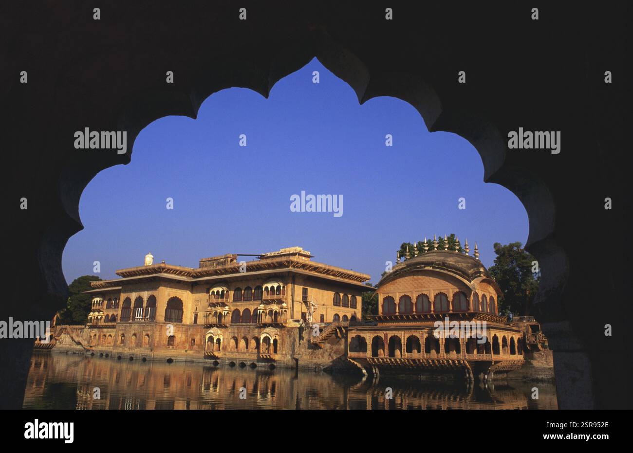 Deeg palace (Jal Mahal) through arch, Deeg, Rajasthan, India, Asia ...