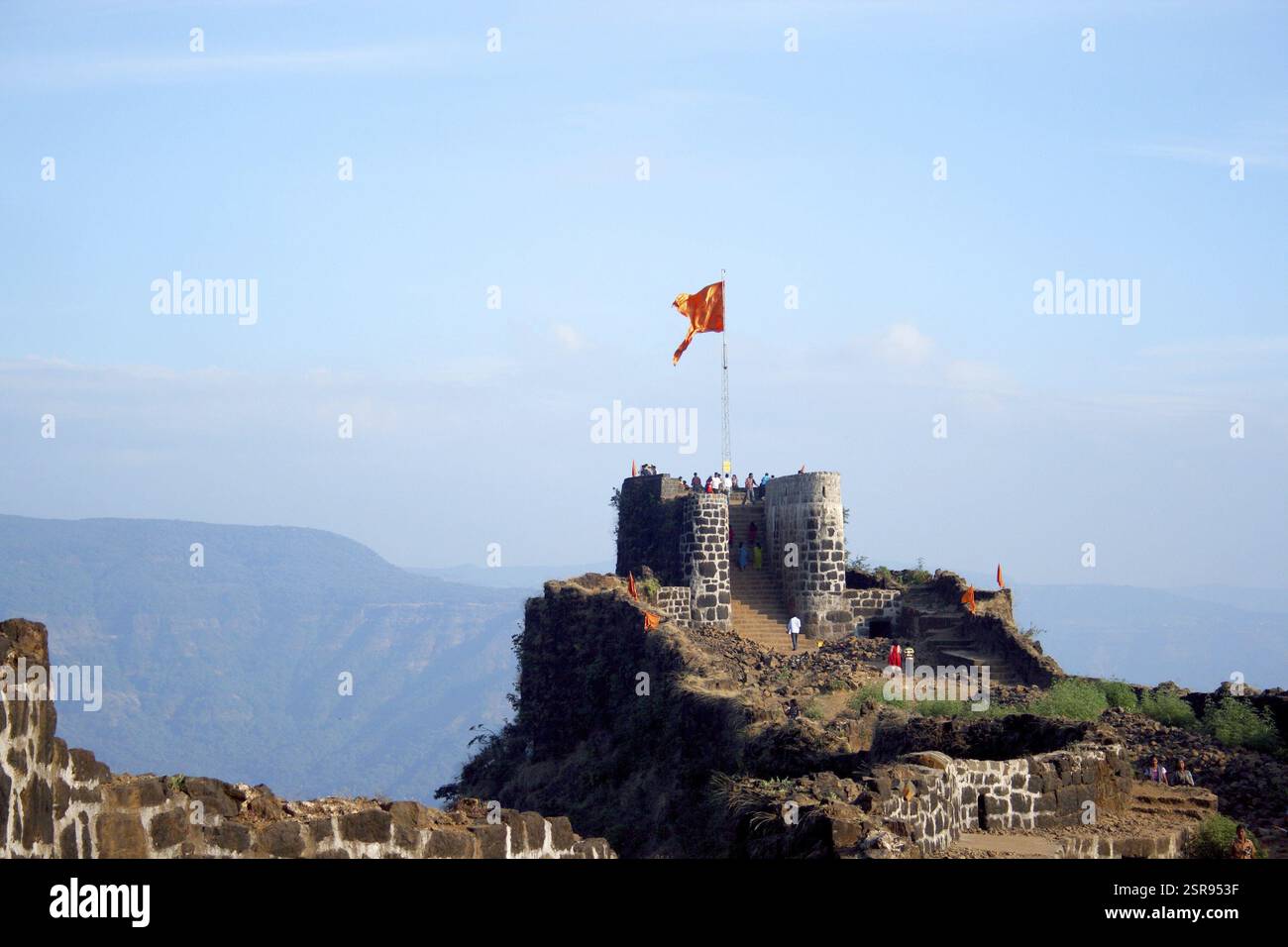 Flag flying on top of pratapgad fort, Raigad, Maharashtra, India, Asia ...