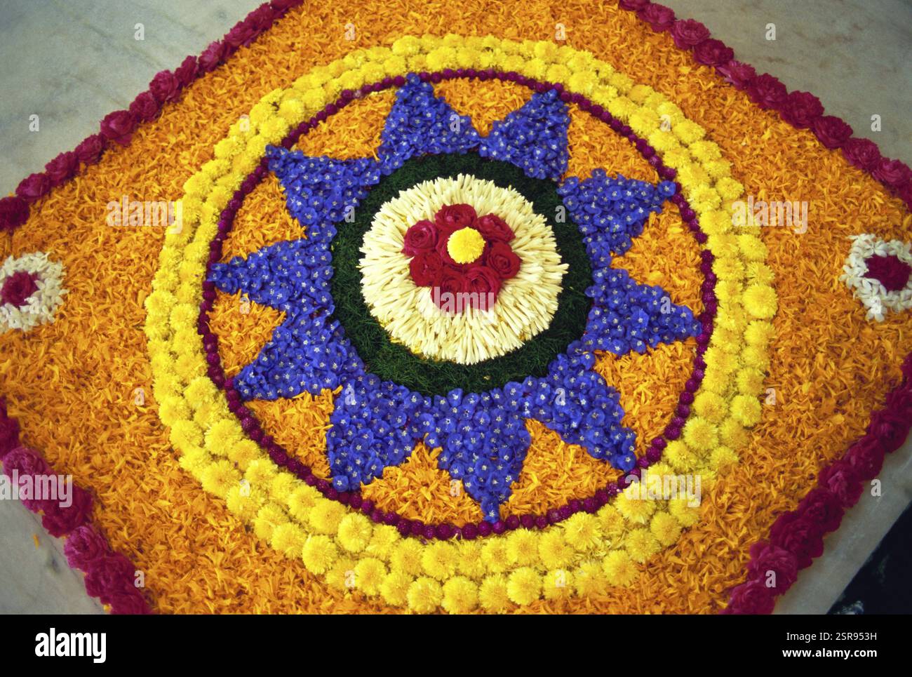 Pookalam floral design, Onam festival, Kerala, India, Asia Stock Photo ...