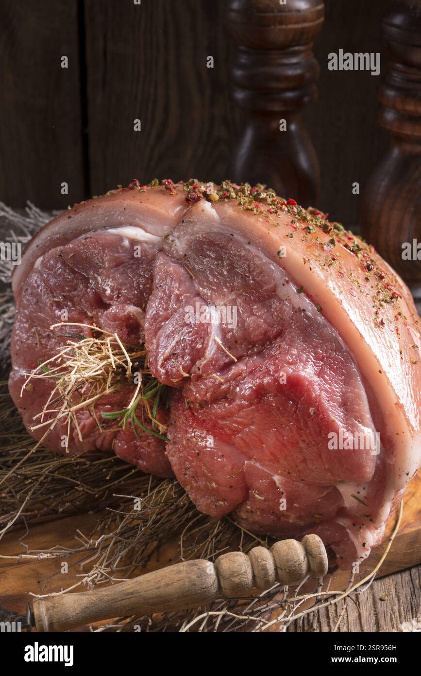 Raw rustic roast Stock Photo - Alamy
