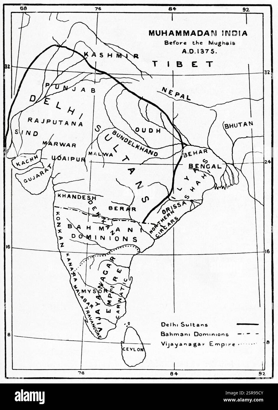 Map of Muhammadan India before Mughal circa, 1375 Stock Photo - Alamy