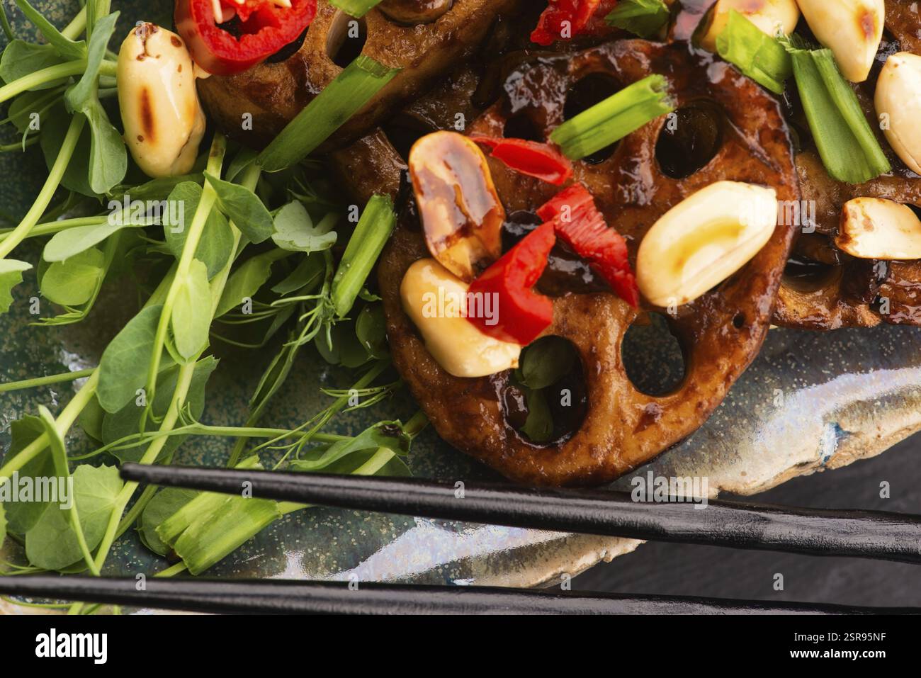 Lotus Root Deep fried with Sauce Japanese Food Stock Photo - Alamy