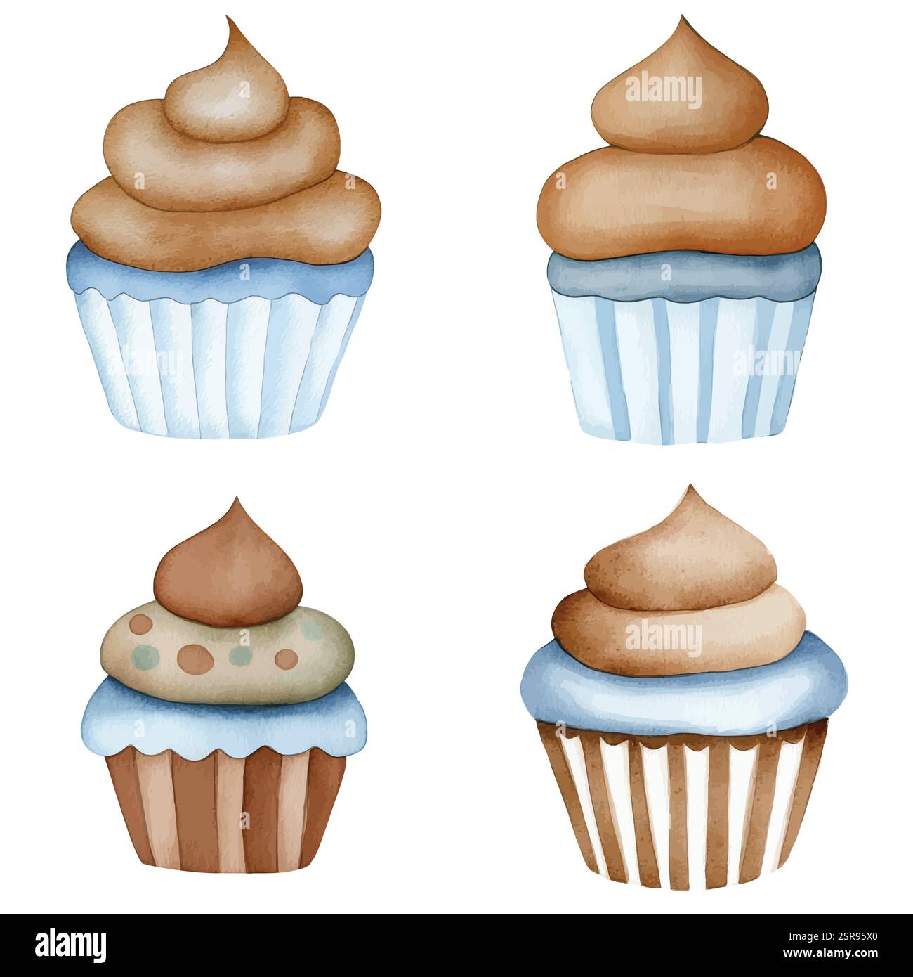 A handdrawn watercolor illustration of Cupcake watercolor hand-drawn ...