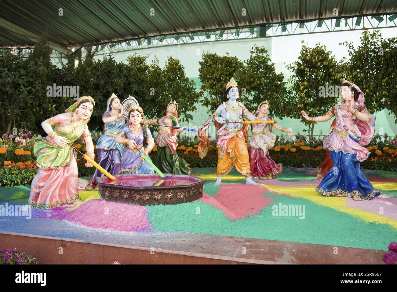 Radha krishna playing holi statue, prem mandir, mathura, uttar pradesh ...
