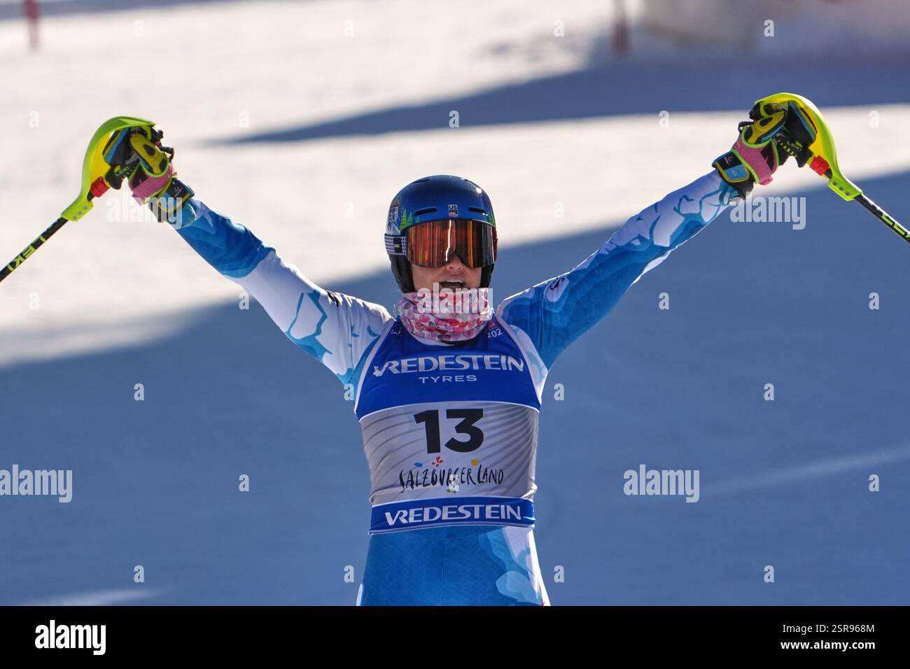 United States' Paula Moltzan celebrates at the finish area of a women's ...