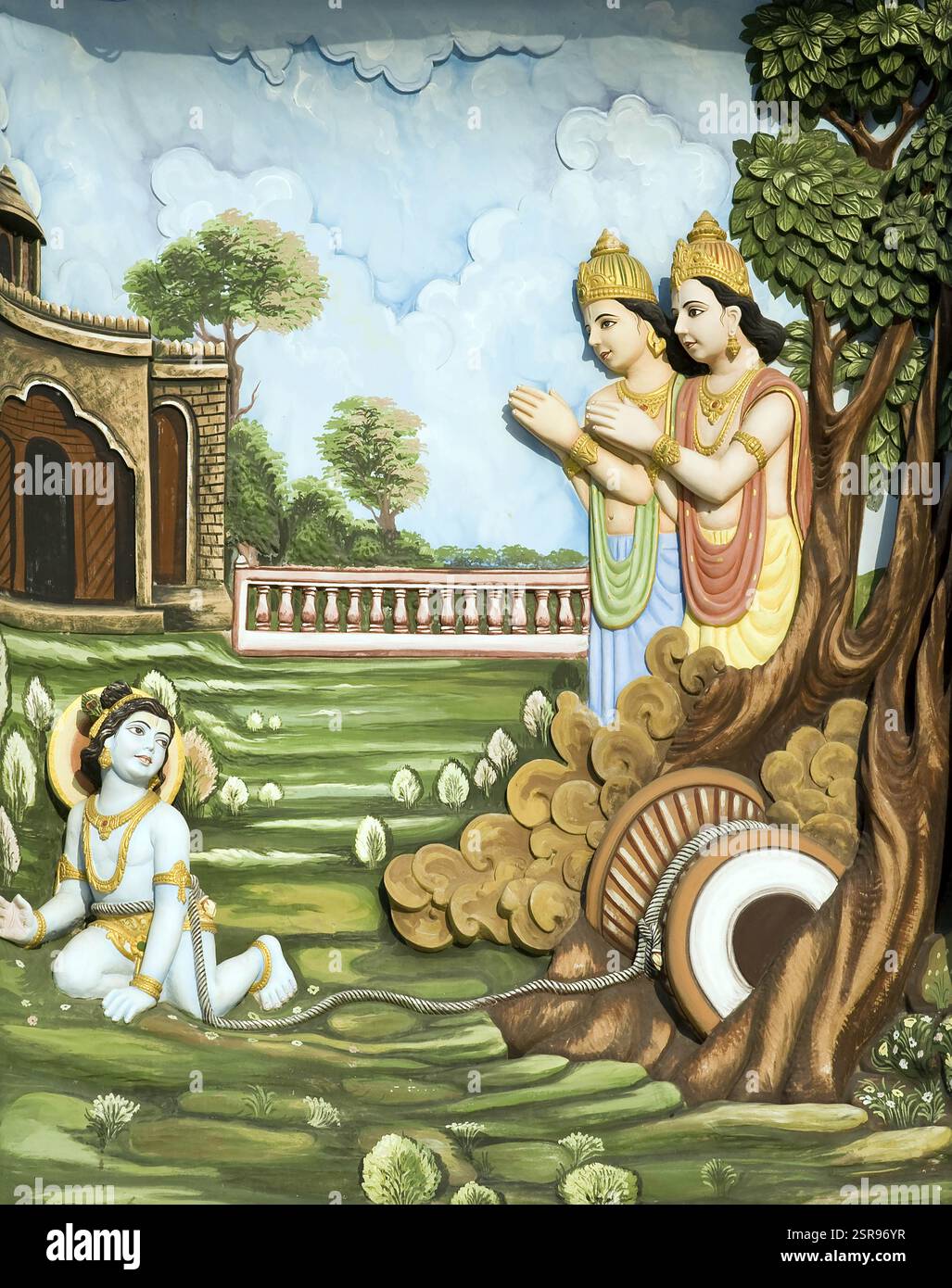 Krishna knocks down trees, prem mandir, mathura, uttar pradesh, india ...