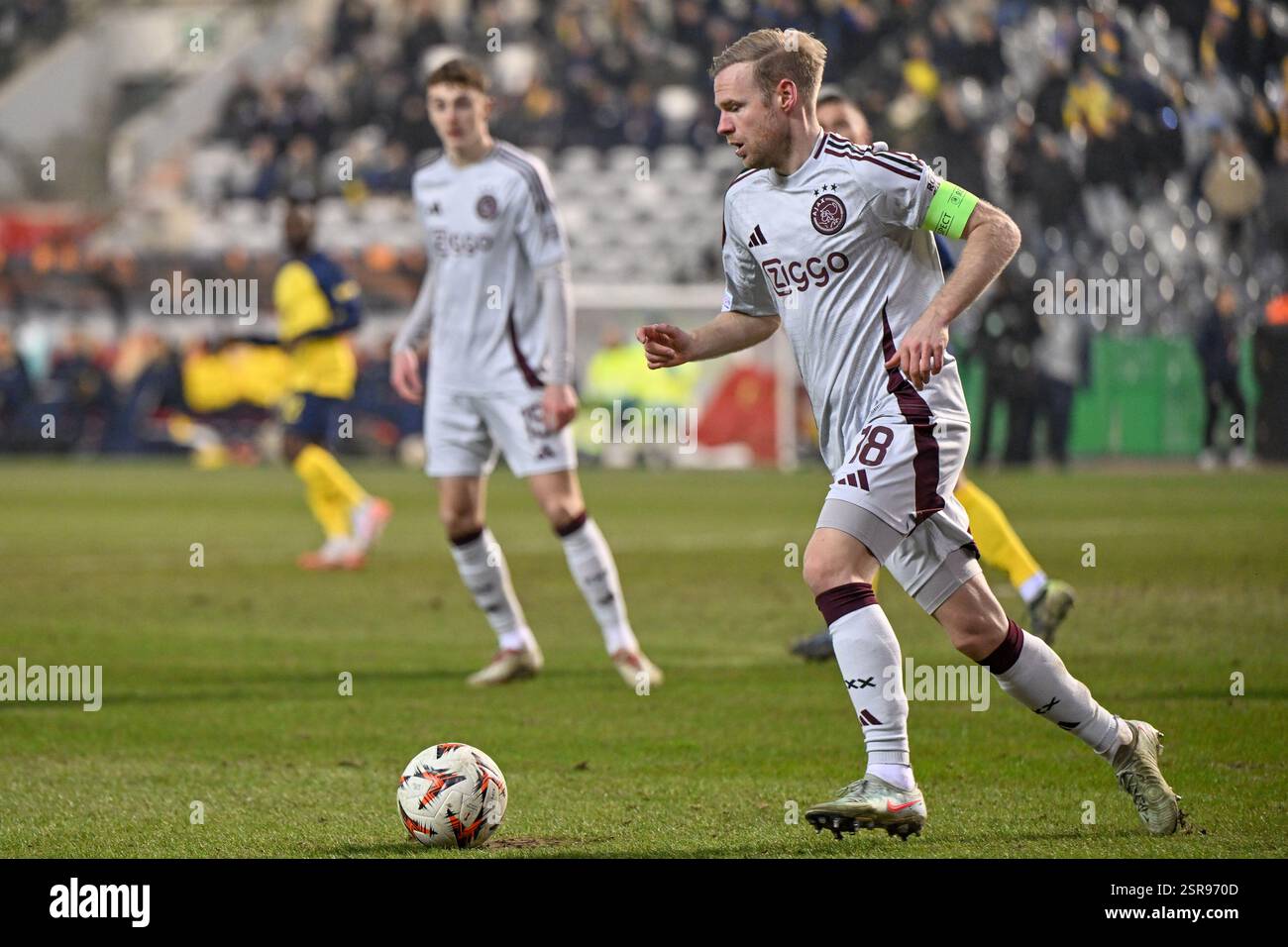 Brussel, Belgium. 13th Feb, 2025. Davy Klaassen (18) of Ajax pictured ...