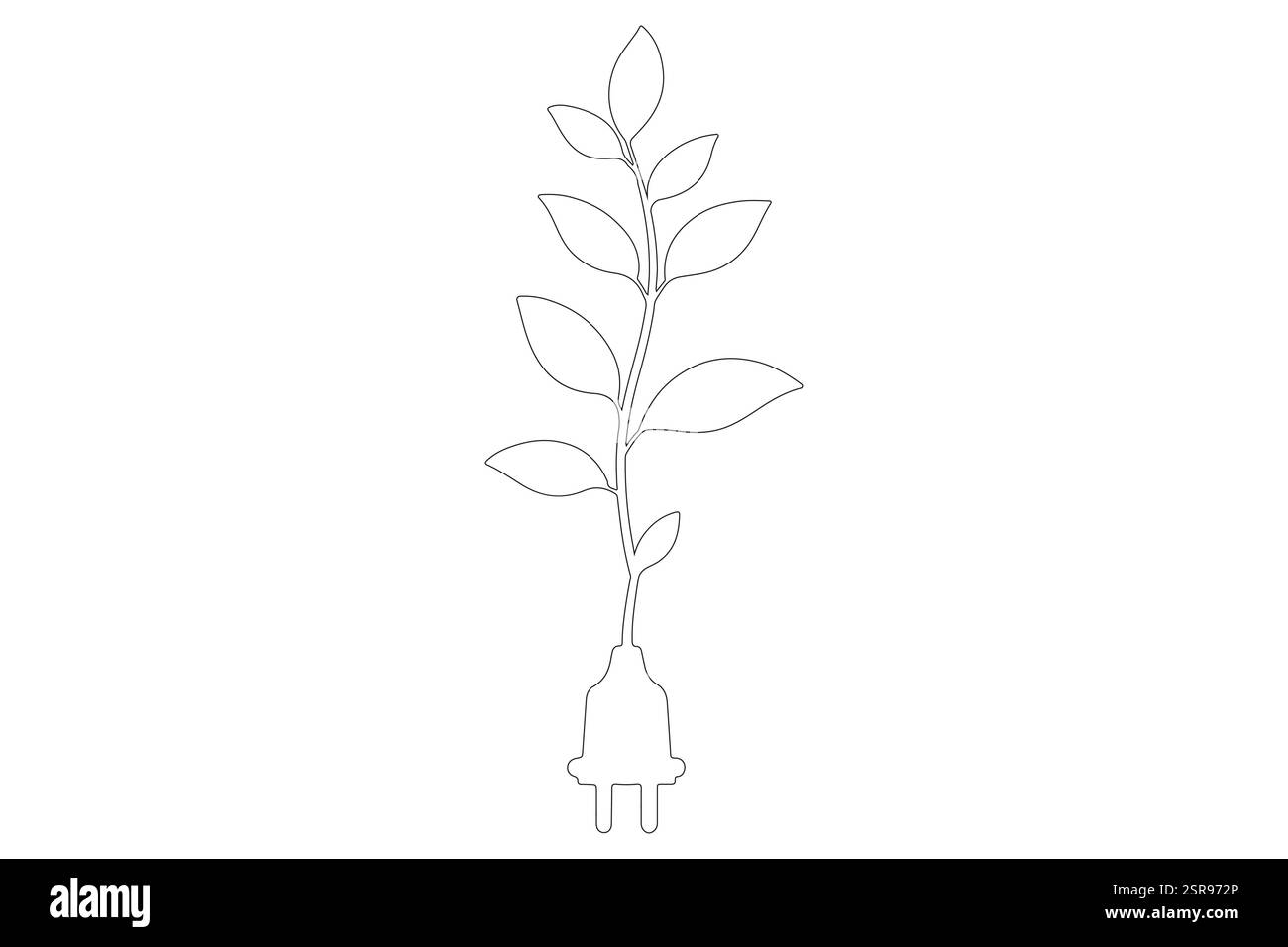 Ecology sustainable single line art,Light bulb for lighting with leaf ...
