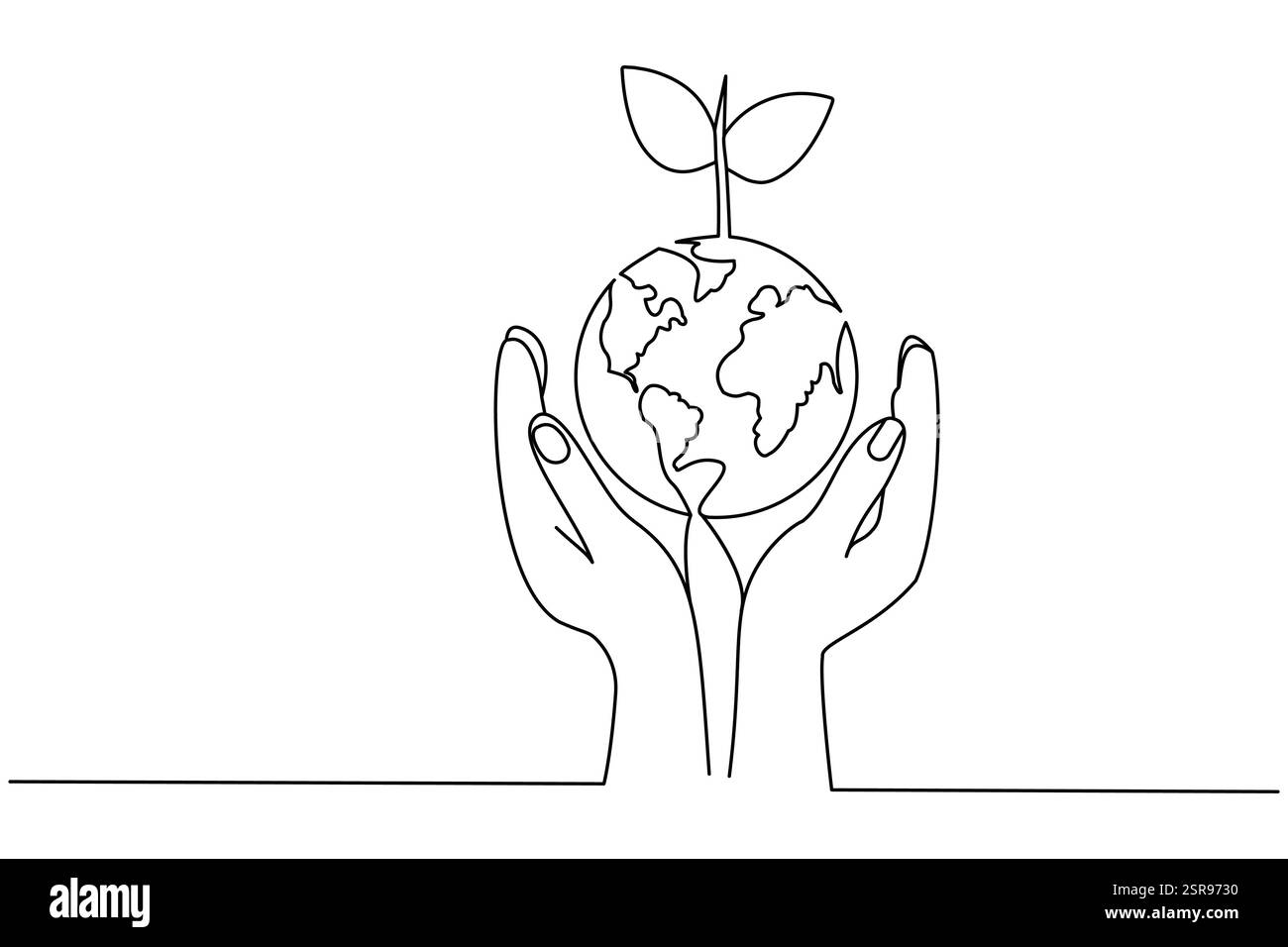 Ecology sustainable single line art,Light bulb for lighting with leaf ...