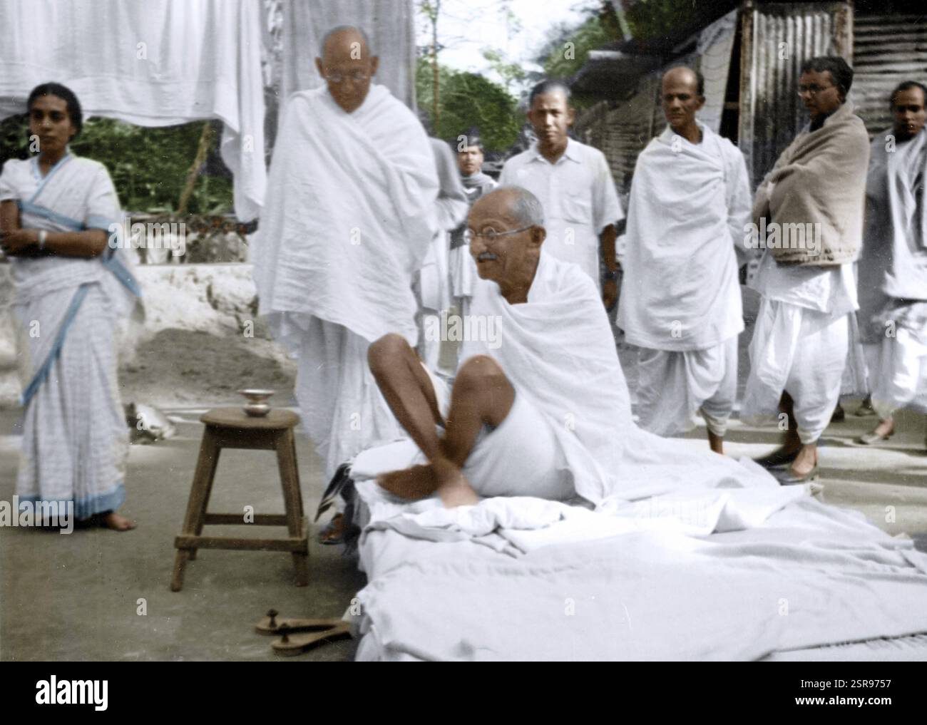 Mahatma Gandhi during visit to riot area of Noakhali, Bangladesh, Asia ...