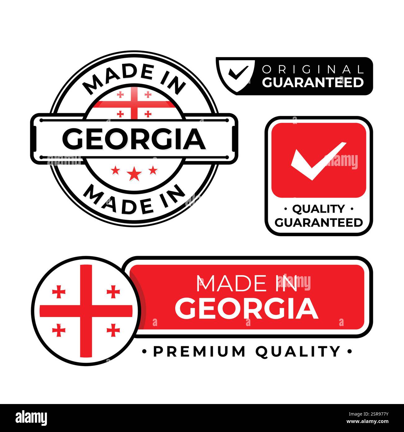 Badge bundle made in Georgia label icon emblem isolated on white ...