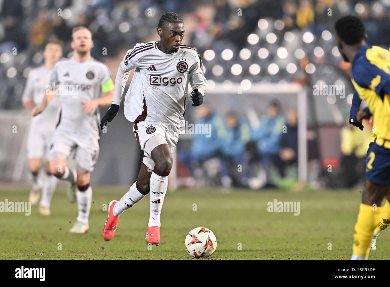 Brussel, Belgium. 13th Feb, 2025. Jorthy Mokio (31) of Ajax pictured ...