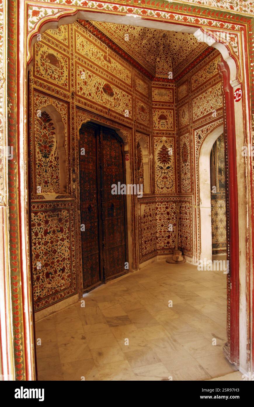 Interior of Gajraj Mahal with wall paintings inside Junagarh fort ...