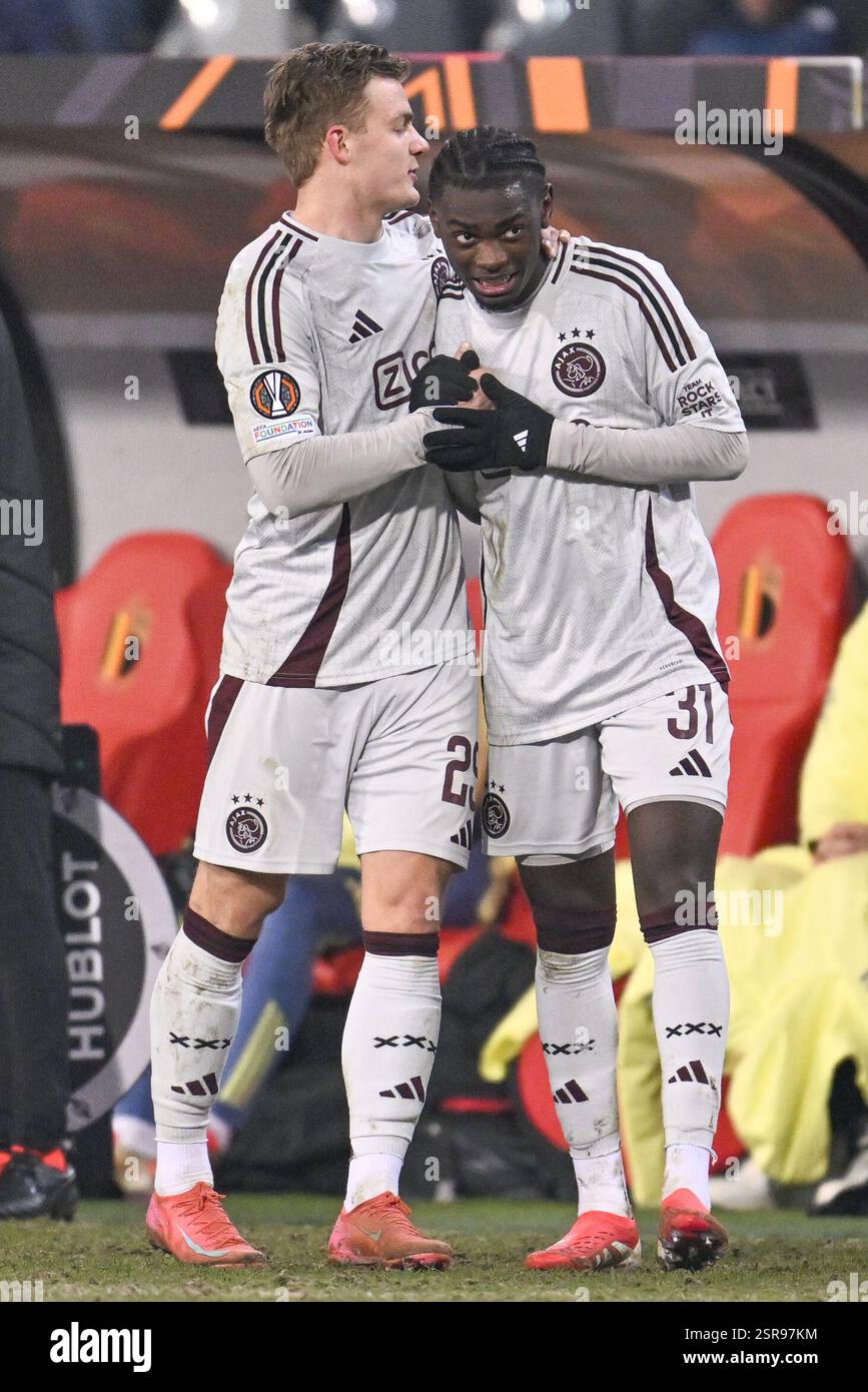 Brussel, Belgium. 13th Feb, 2025. Jorthy Mokio (31) of Ajax pictured ...