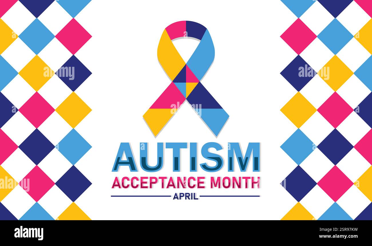 Autism Acceptance Month wallpaper with shapes and typography, banner ...