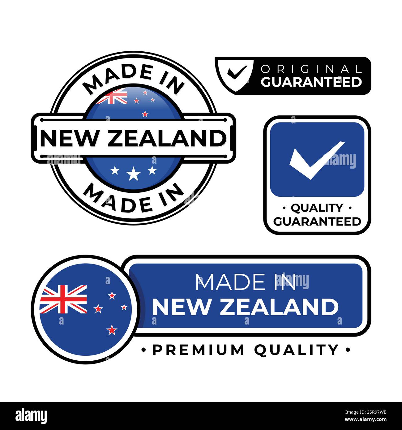 Badge bundle made in New Zealand label icon emblem isolated on white ...