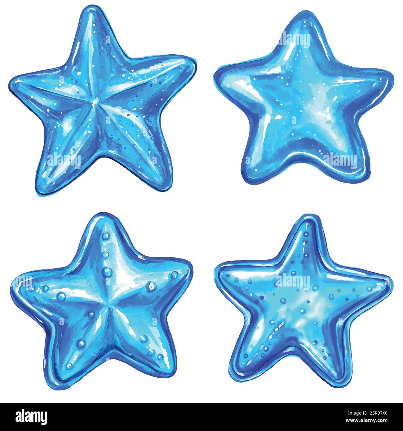 A handdrawn watercolor illustration of Hand-drawn Star Set Collection ...