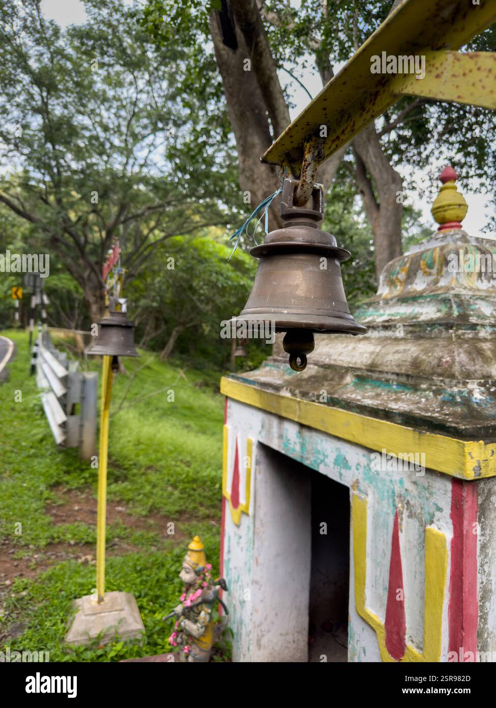 Temple bell at Sri Kariya ramar temple located in the small town of ...