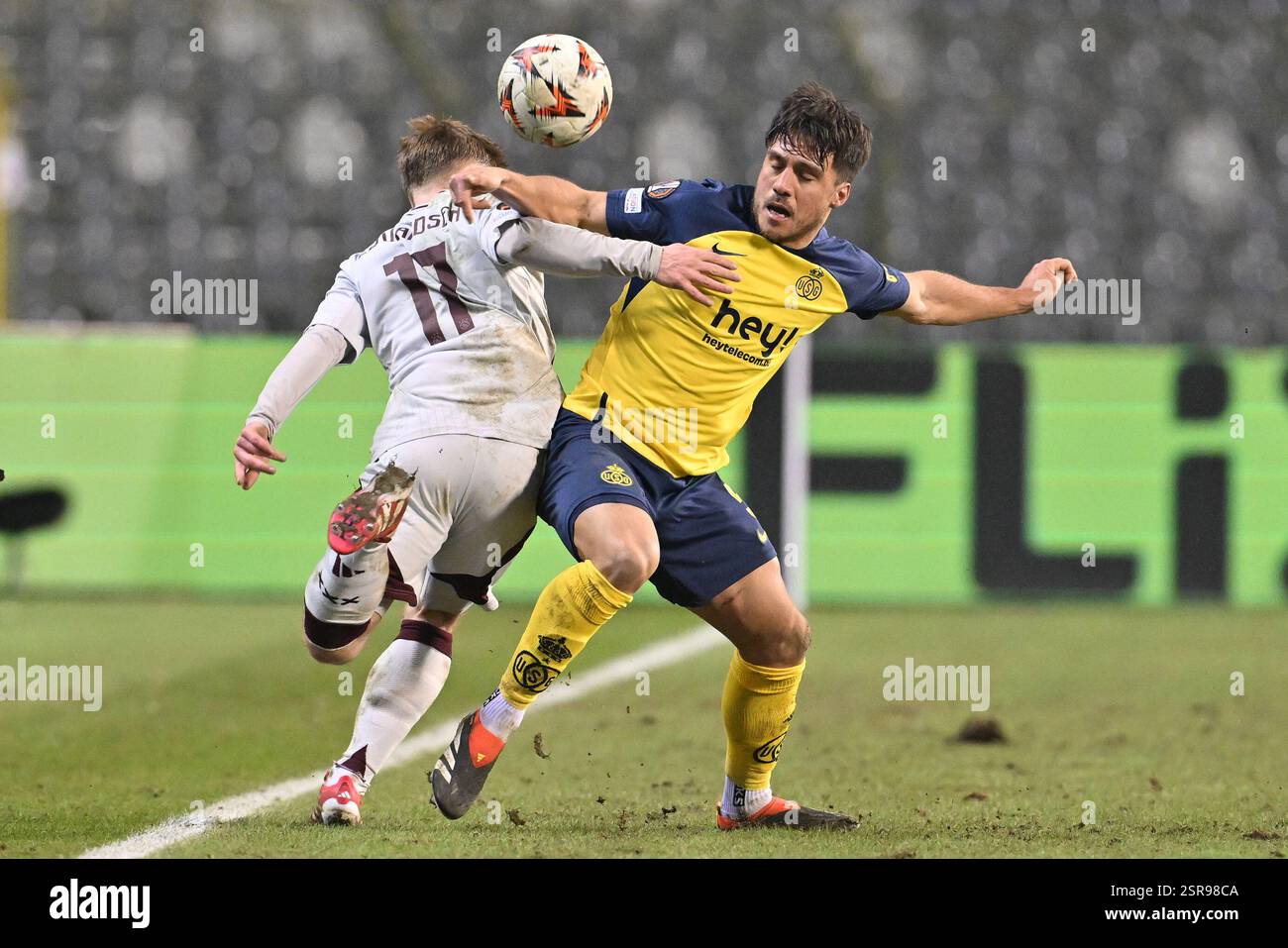 Brussel, Belgium. 13th Feb, 2025. Oliver Valaker Edvardsen (17) of Ajax ...